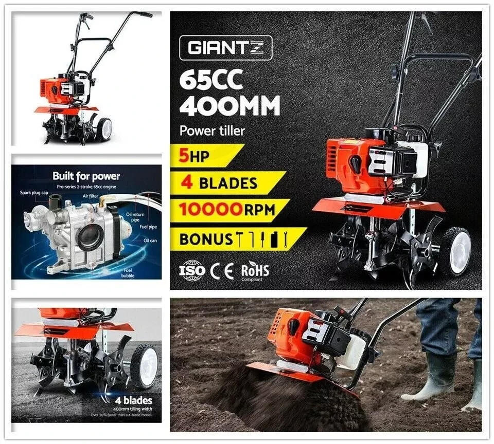 Tiller Cultivator 65CC Petrol Rotary Hoe Garden-Mini | eBay UK