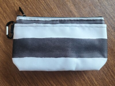 Thirty One CLEAR CLIP POUCH in Black & White WATERCOLOR 5 1/8 x 8 X 2 1 ...