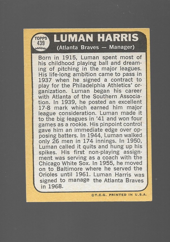 1968 Luman Harris, Topps | eBay