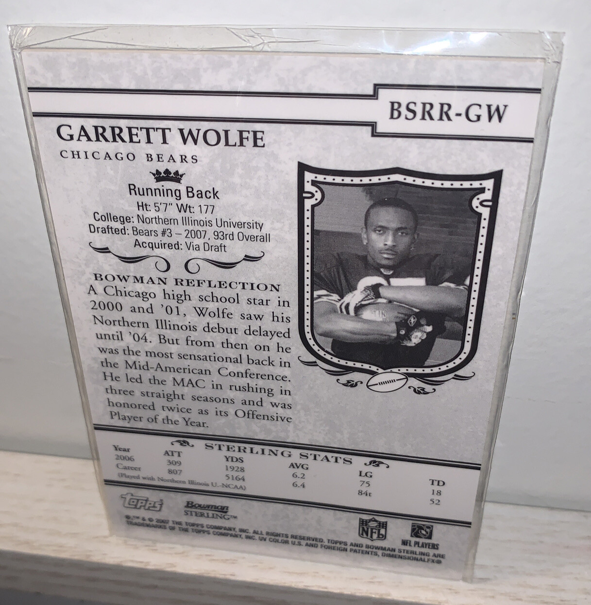 2007+Bowman+Sterling+-+Rookie+Relics+%23BSRR-GW+Garrett+Wolfe+%28MEM%2C ...
