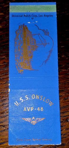 Vintage Matchbook: USN Seaplane Tender USS Onslow AVP-48 | eBay