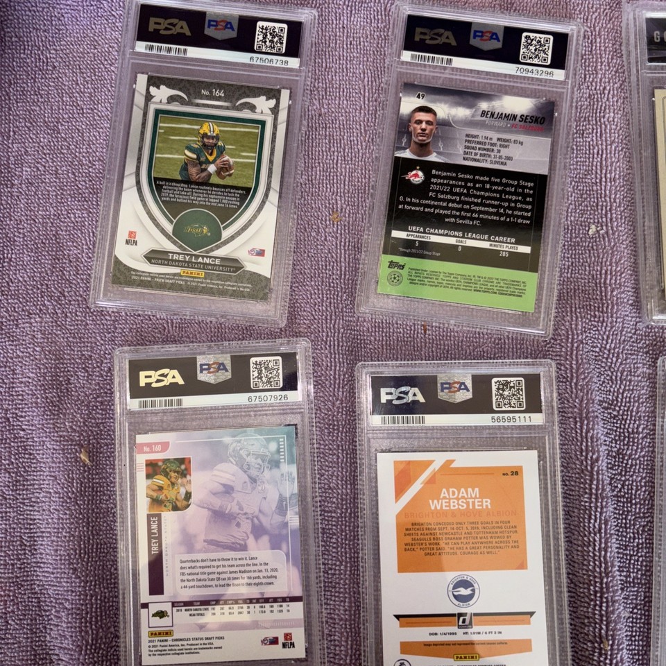 NBA NFL MLB Lot Of 8 Psa Graded Cards, Includes Rookies, Prizm & Tops ...