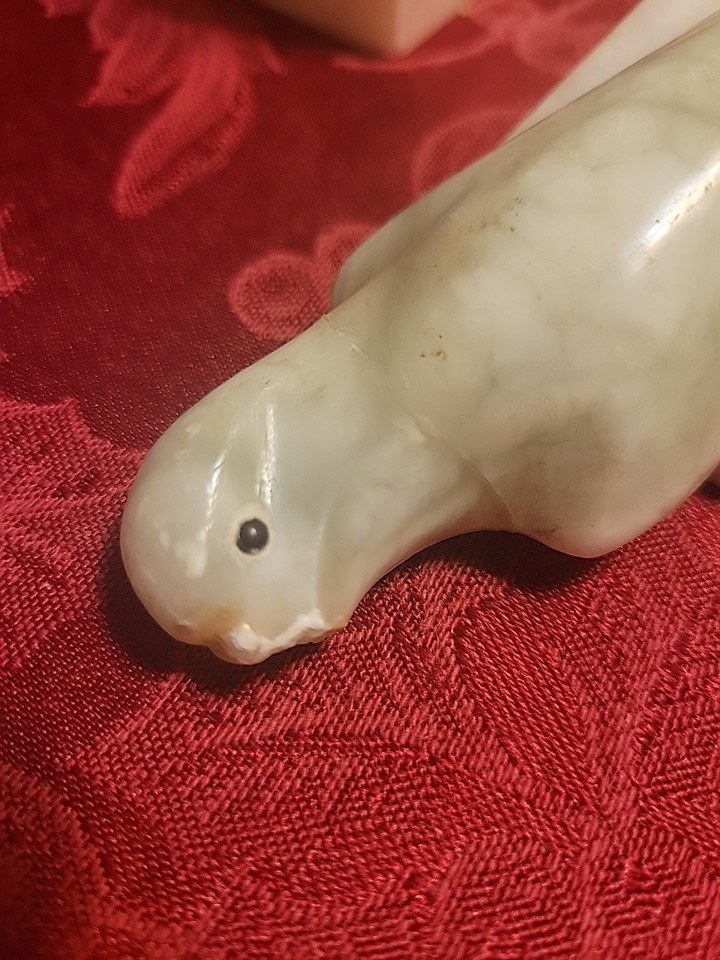 VTG PAIR 2 ALABASTER MARBLE ITALIAN PARAKEET BOOKENDS STATUES ITALY ART ...