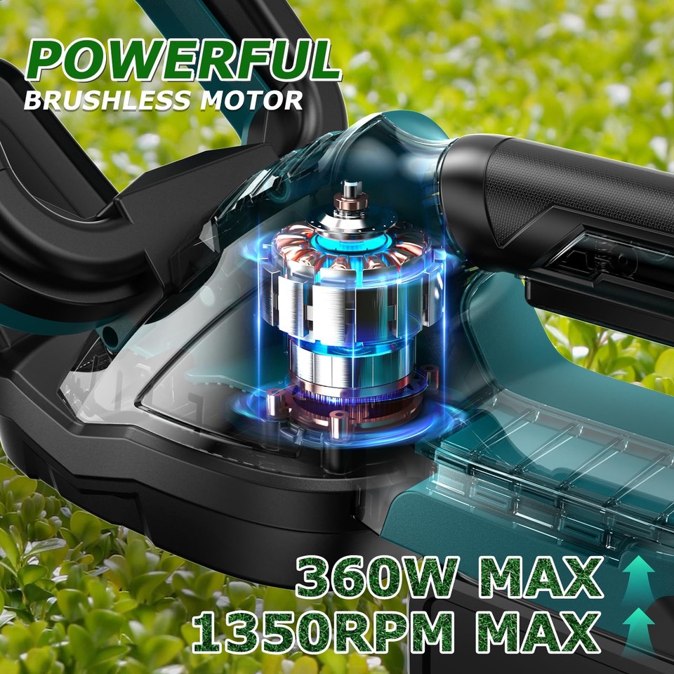 ZUYIYI Cordless Hedge Trimmer for 18V Makita Battery, Electric Bush ...