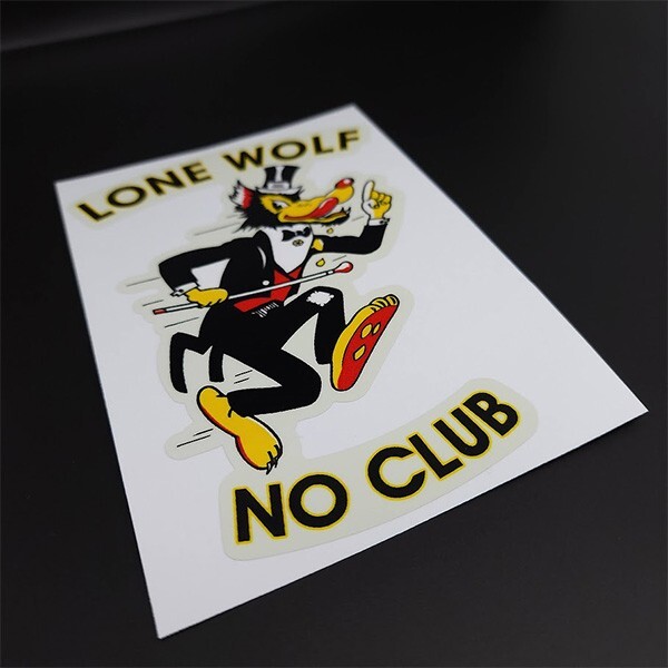 LONE WOLF - NO CLUB Vintage Style DECAL, Vinyl STICKER, racing, hot rod ...