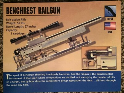 Benchrest Railgun rifle; Classic Firearms Photo Card from Atlas, exc. f ...