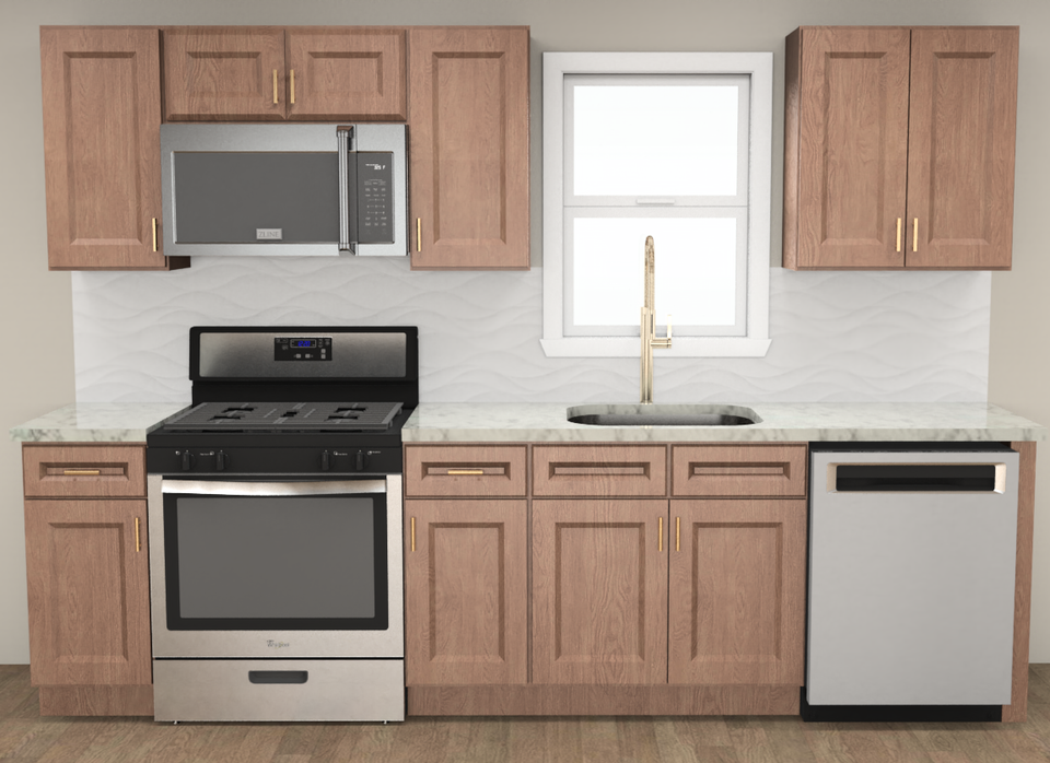 Oxford Toffee Brown - RTA Kitchen Cabinets Only 10FT Set Recessed Door ...