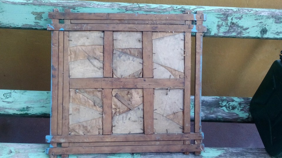 !UNIQUE ANTIQUE OLD PRIMITIVE WOODEN FRAMEWORK HAND CARVING BLUE ...