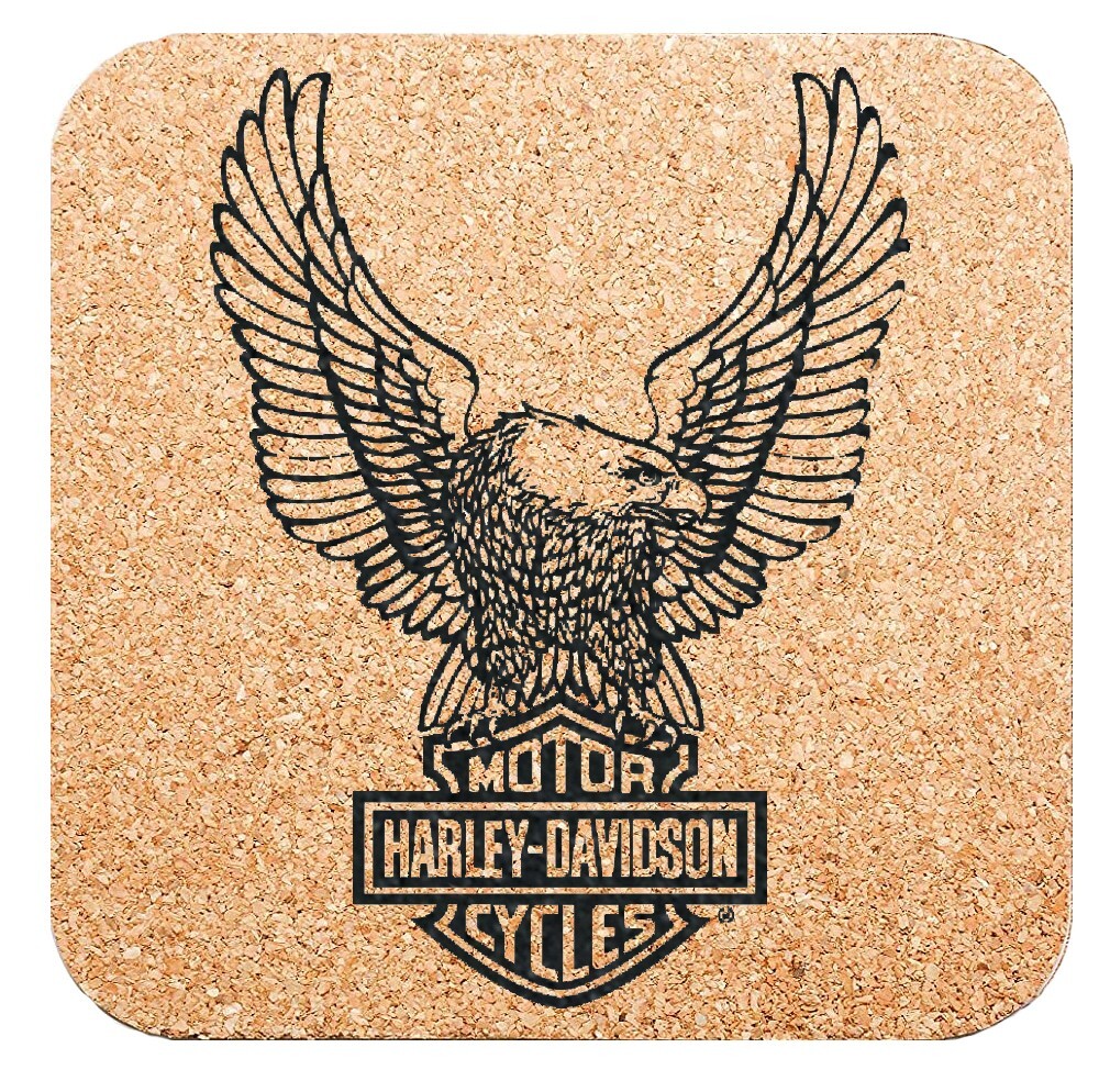 Harley Davidson 5 Cork Coasters Set Biker Motorcycle Man Cave Decor ...