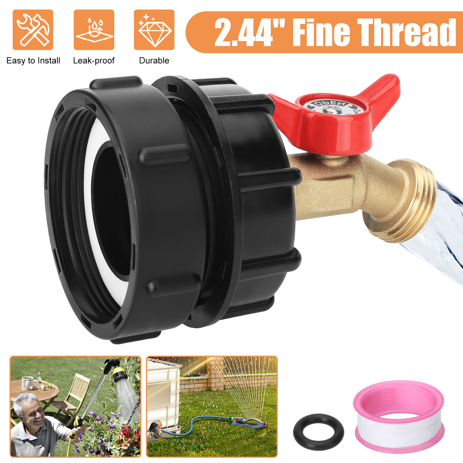 275-330 Gallon IBC Tote Water Tank Adapter 3/4" Brass Fittings Valve ...