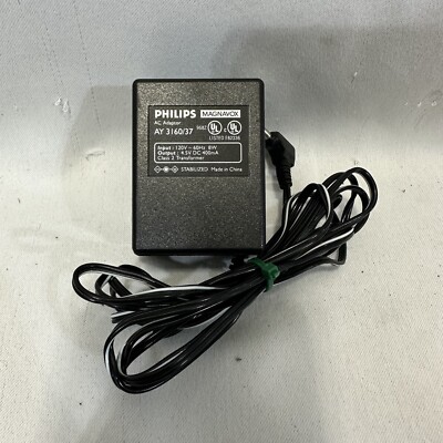 Philips Magnavox Class 2 Transformer AC Adapter Plug AY 3160/37 8W 4.5V ...