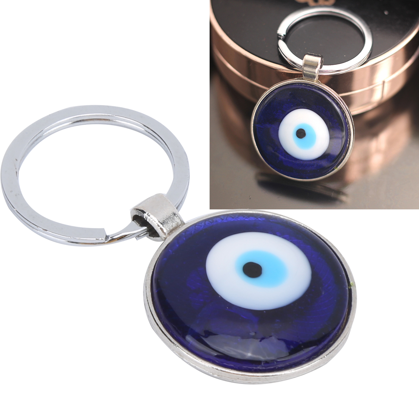 Keychain Pendant Turkish Blue Eye Pattern Round Beads For Men Women Bag ...