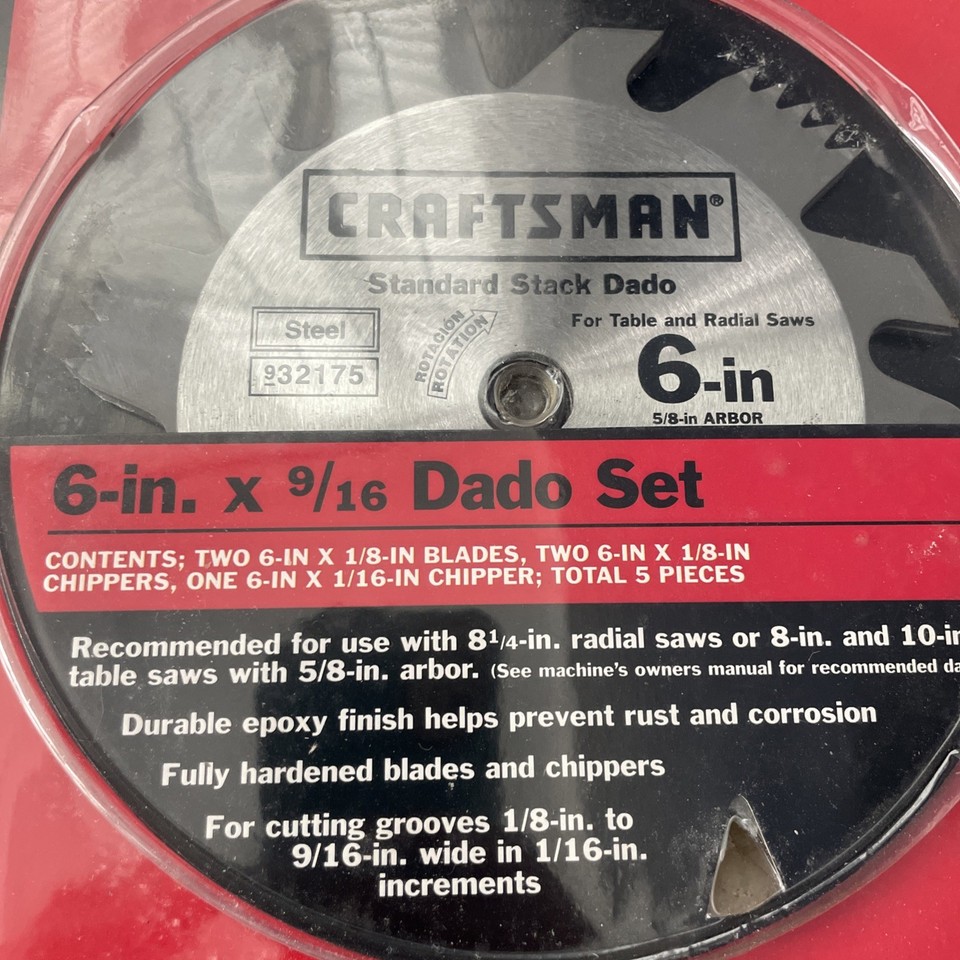 Vintage Craftsman Dado Set 932175 6" x 9/16" Blades Vintage Sears USA ...