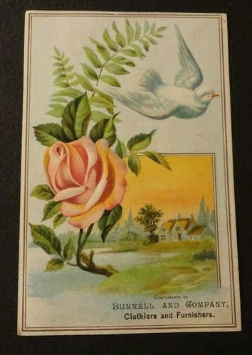 VICTORIAN TRADE CARD BUNNELL AND COMPANY CLOTHIERS AND FURNISHERS | eBay