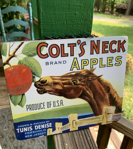 Colt's Neck Brand Apples Crate Label Handmade in USA Wooden Sign ...