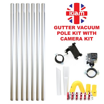 28ft 8.4m Gutter Vacuum Pole Kit Drain Hoover Cleaning & 4K Inspection ...