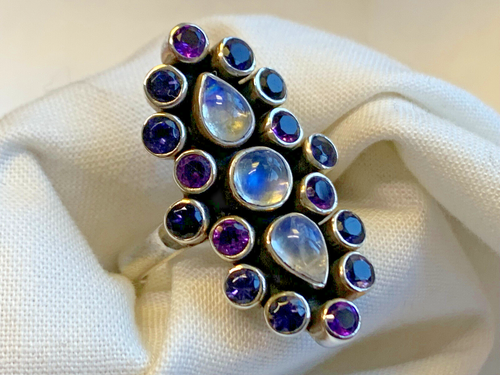 Sterling Silver Nicky Butler Ring 7.28g Jewelry Sz 9 Moonstone ...