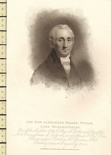 1813 GEORGIAN DATED PRINT ~ ALEXANDER FRASER TYTLER LORD WOODHOUSELEE ...