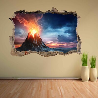 Volcano Eruption Natural Disaster Wall Sticker Mural Decal Home Decor ...