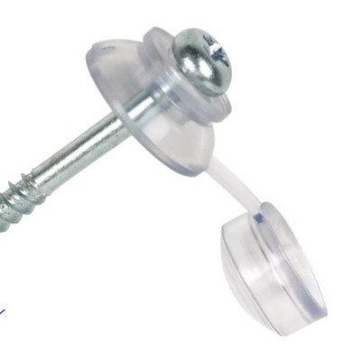 100 CORRUGATED ROOF SHEET FIXING 2" ROOFING SCREWS AND CLEAR STRAP CAPS ...