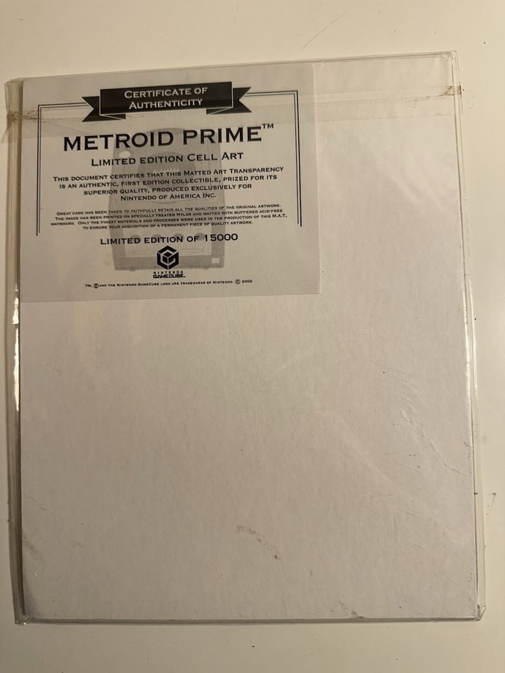 Metroid Prime Limited Edition Cell Art Samus Nintendo GameCube COA ...
