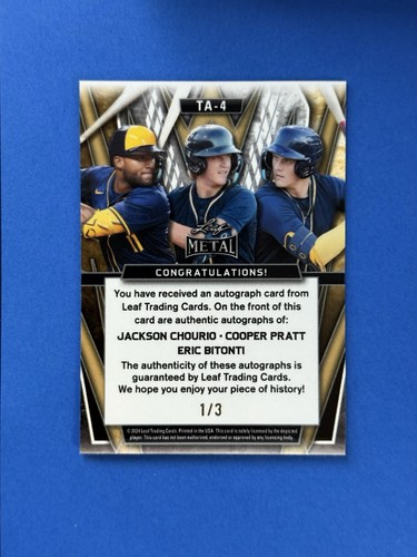 2024 Leaf Metal Baseball Red White Blue Triple Auto Chourio/Pratt ...