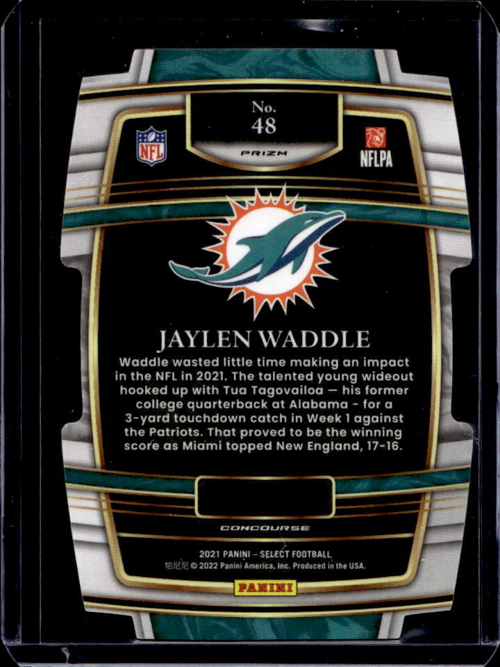 2021 Select Jaylen Waddle Black and Gold Prizm Die Cut RC Concourse #48 ...