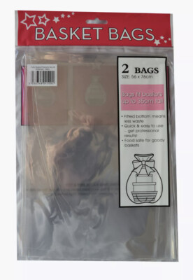 2 x LARGE Cellophane Hamper Gift Bags -Clear Cello Basket Wrap-Inc ...