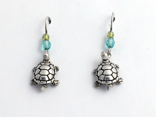 Pewter & Sterling silver medium 3-D turtle earrings-ocean -turtles,reptile,glass | eBay