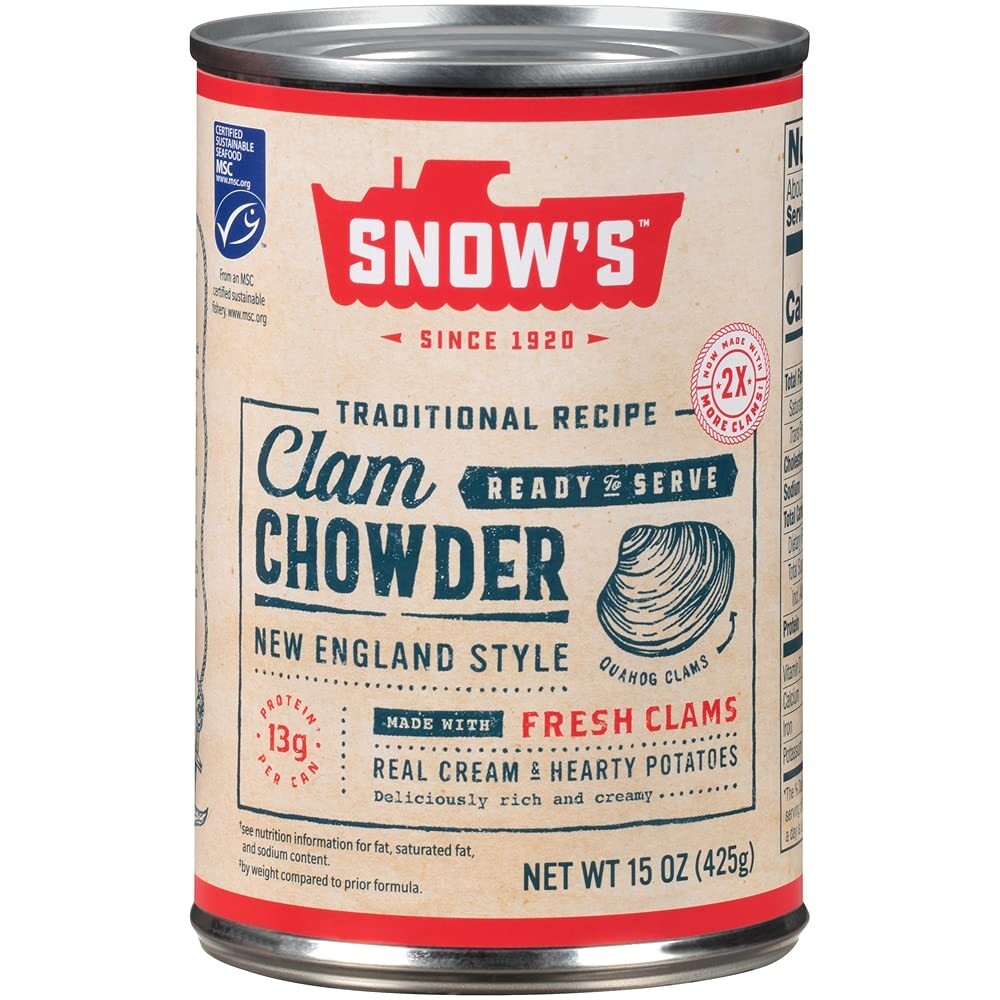Snows New England CLAM CHOWDER 15oz Authentic READY TO SERVE (3 Cans ...
