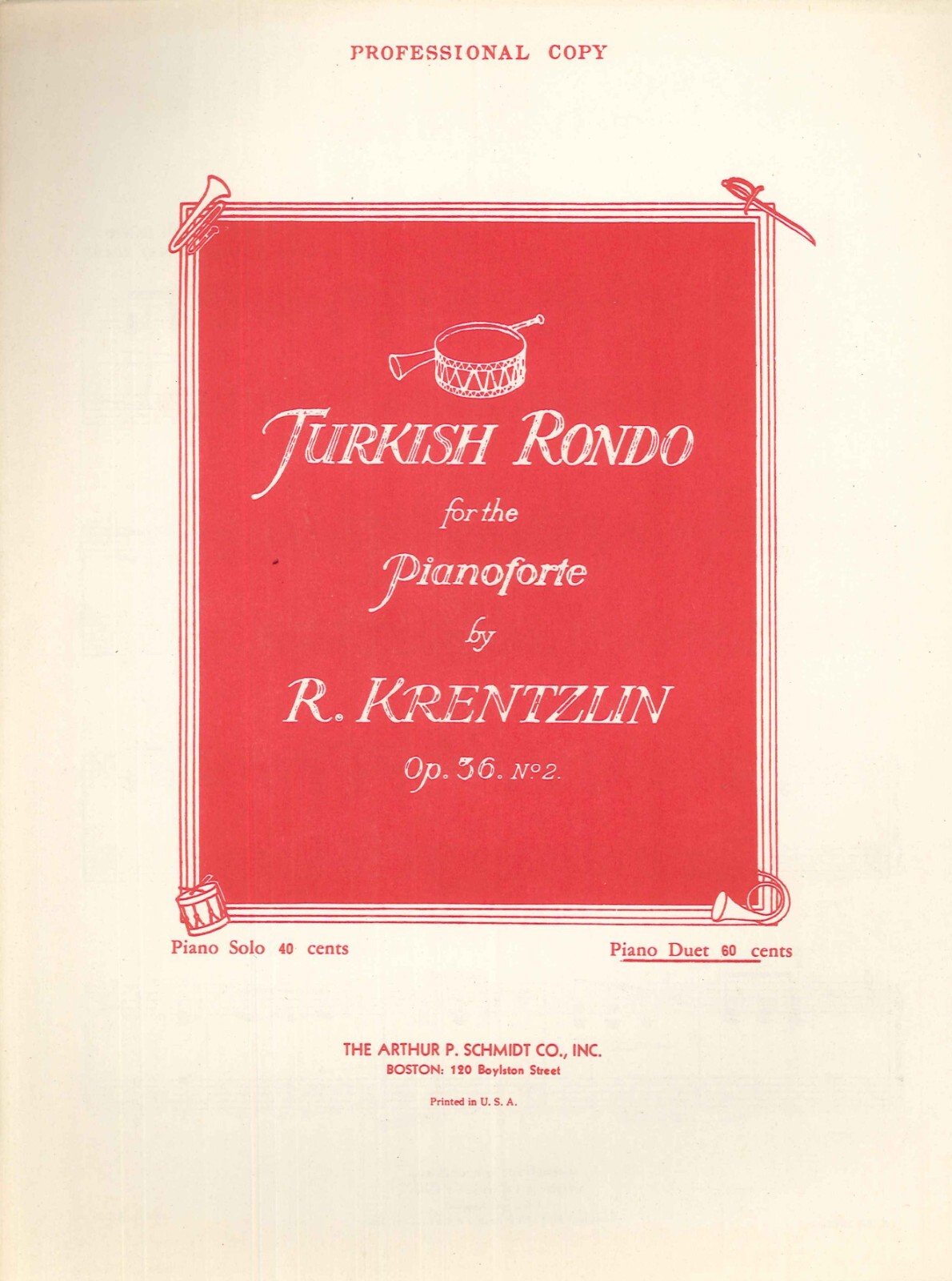 Krentzlin Turkish Rondo Op 36 Duet Sheet Music 1 Piano 4 Hands 1953 ...