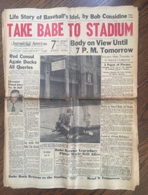 Babe Ruth Dies New York Journal American newspaper August 17 1948 Rare ...