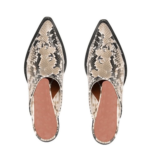 Pointed Toe Slip on Snakeskin Print Dress Mules Slippers Mens Real ...