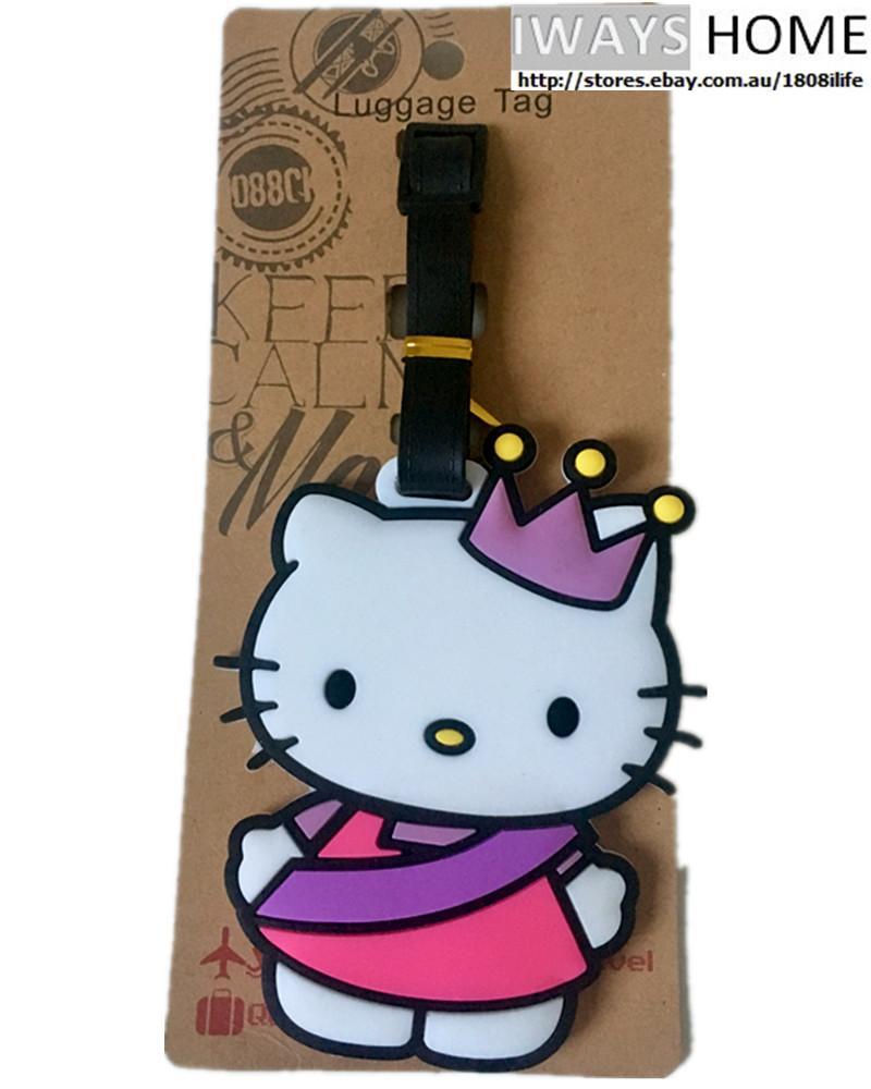 Hello Kitty Travel Luggage Tag School Bag Silicone Cartoon Kids Name ...