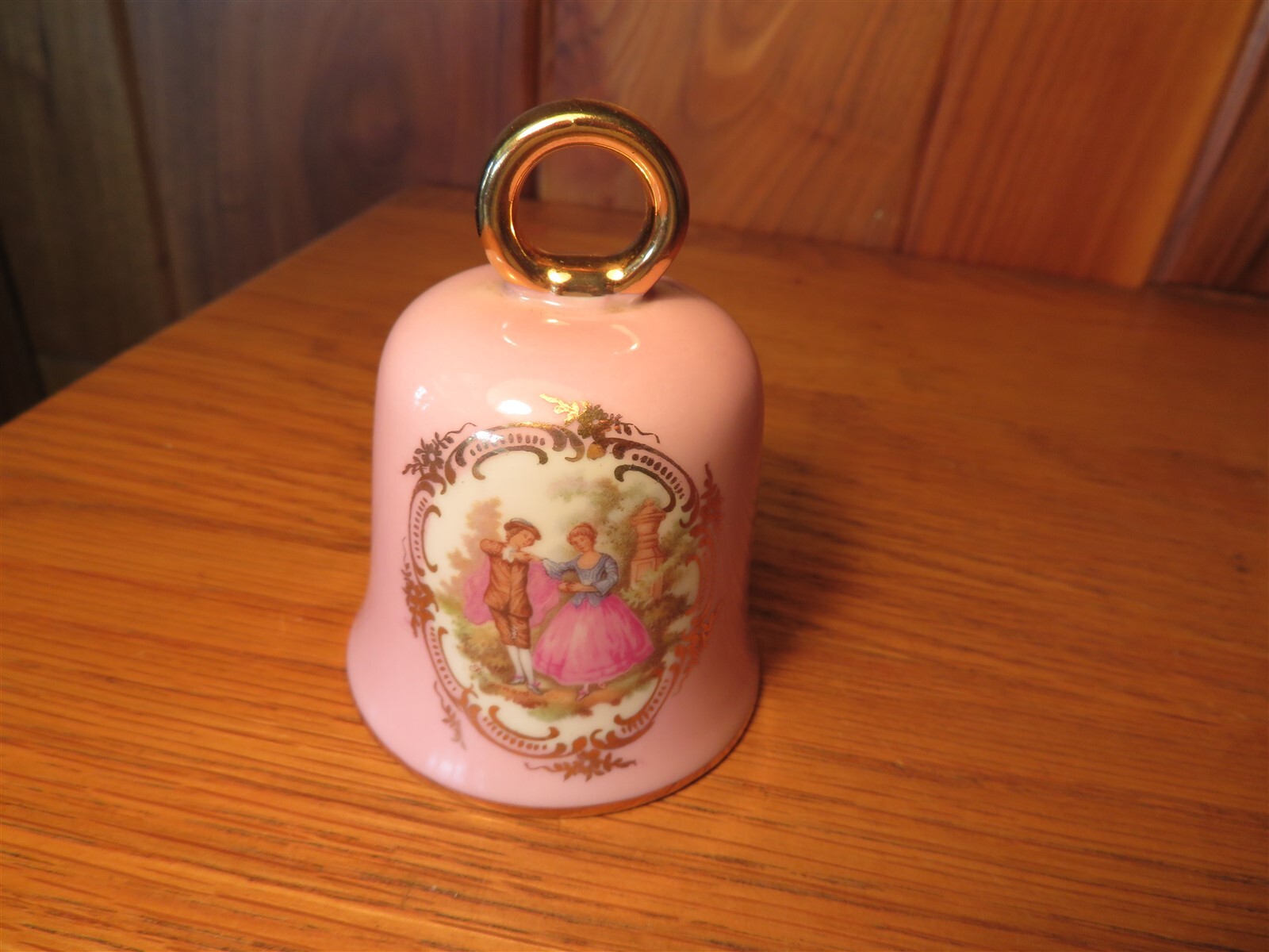 VINTAGE ELEGANT PINK & GOLD LIMOGES PORCELAIN 3 1/2" BELL - GARDEN ...