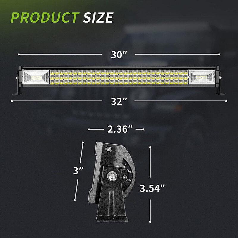 32 Inch LED LIGHT BAR Tri Row Spot Flood Combo Truck Offroad 4WD ATV ...