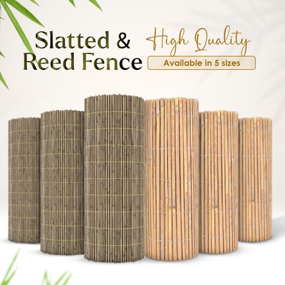 4M Garden Fence Panel Bamboo Slat Reed & Canes Screening Rolls Natural ...