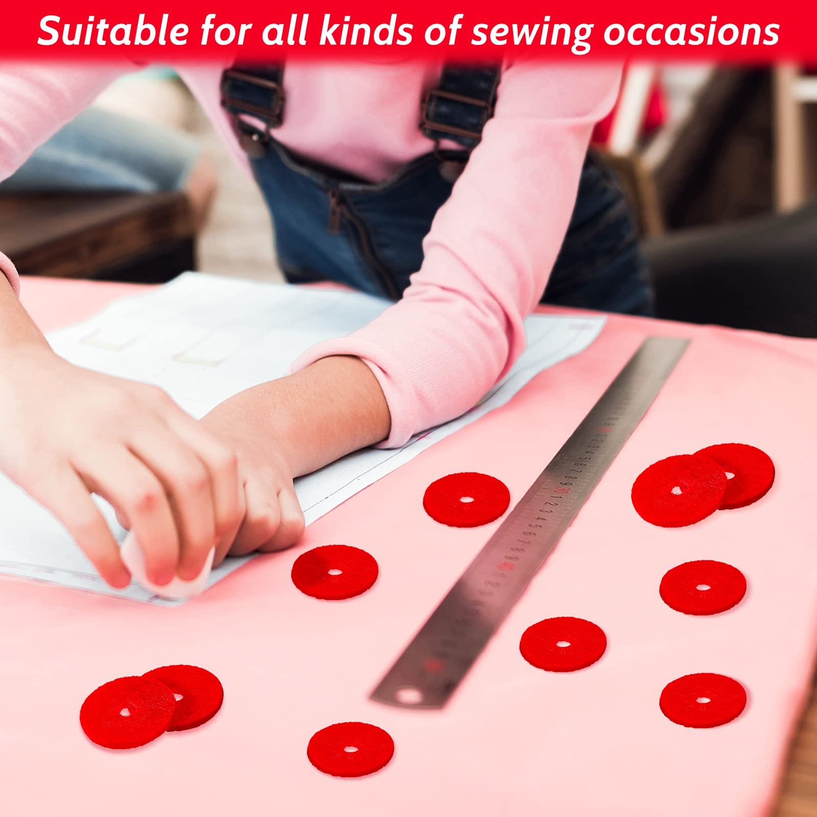 100 Pieces Sewing Machine Spool Pin Felt Pad Red Spool Pin Felts Thread ...