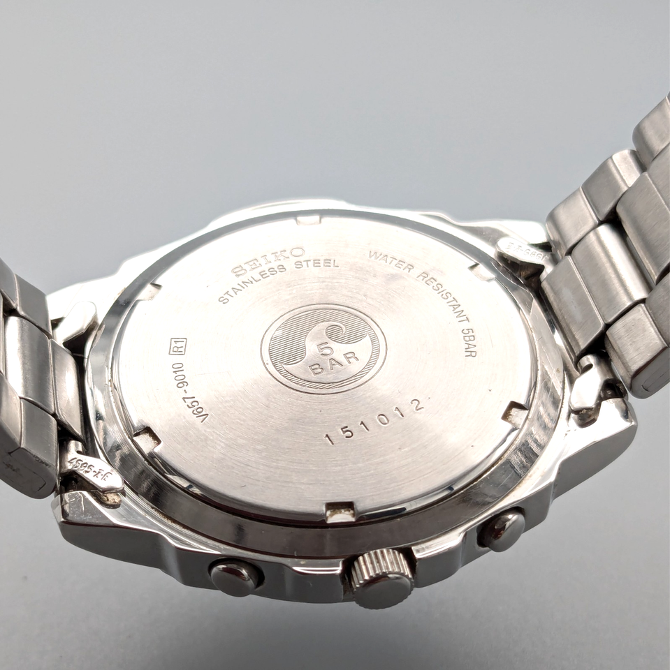 Excellent SEIKO V657-9010 Chronograph Watch White Dial 2011 Battery New ...