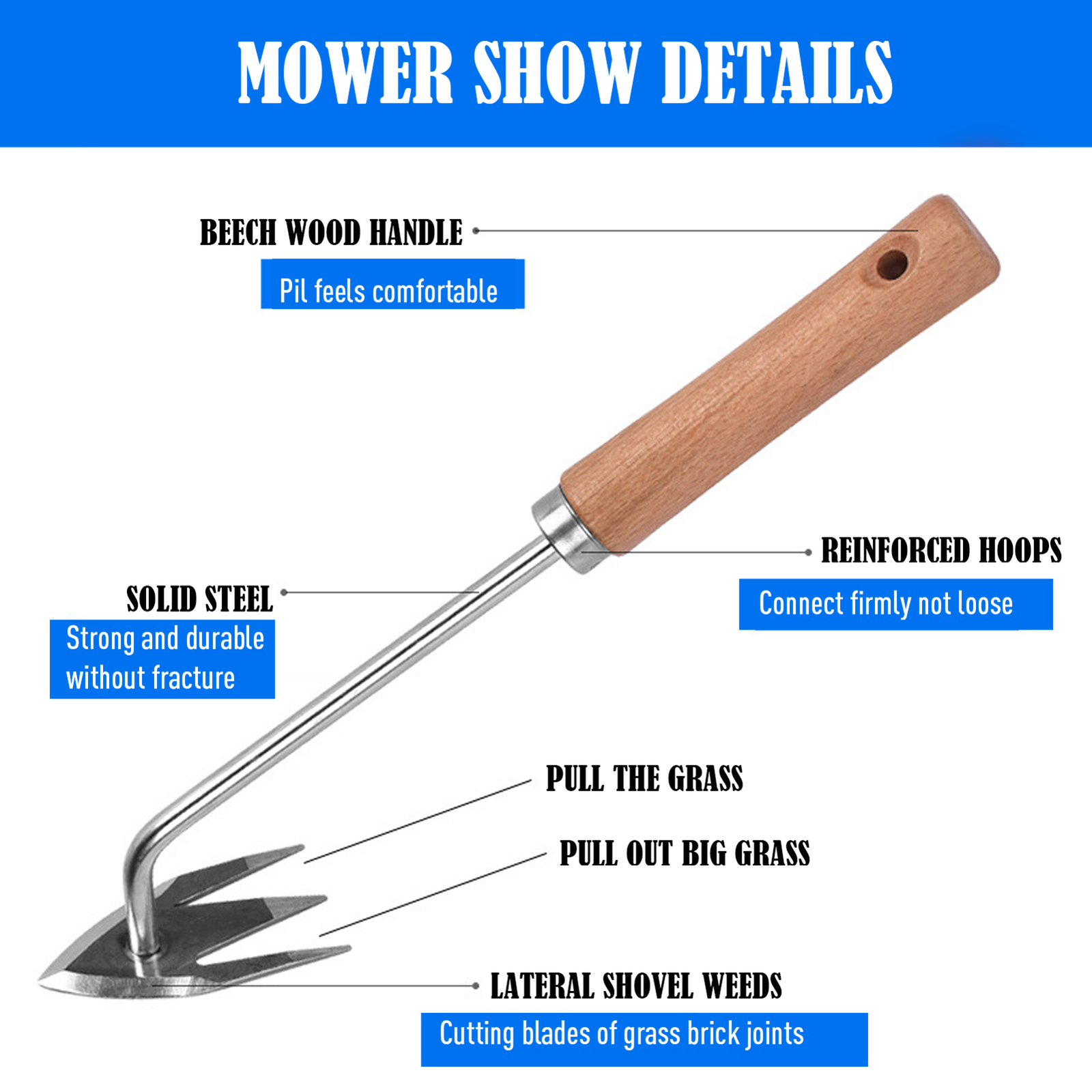 Weed Remover Sharp Tip Weed Removing Polished Surface Garden Weeder ...