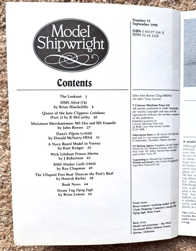 Model Shipwright No. 73 1990 Conway Maritime Press Journal for Ship ...