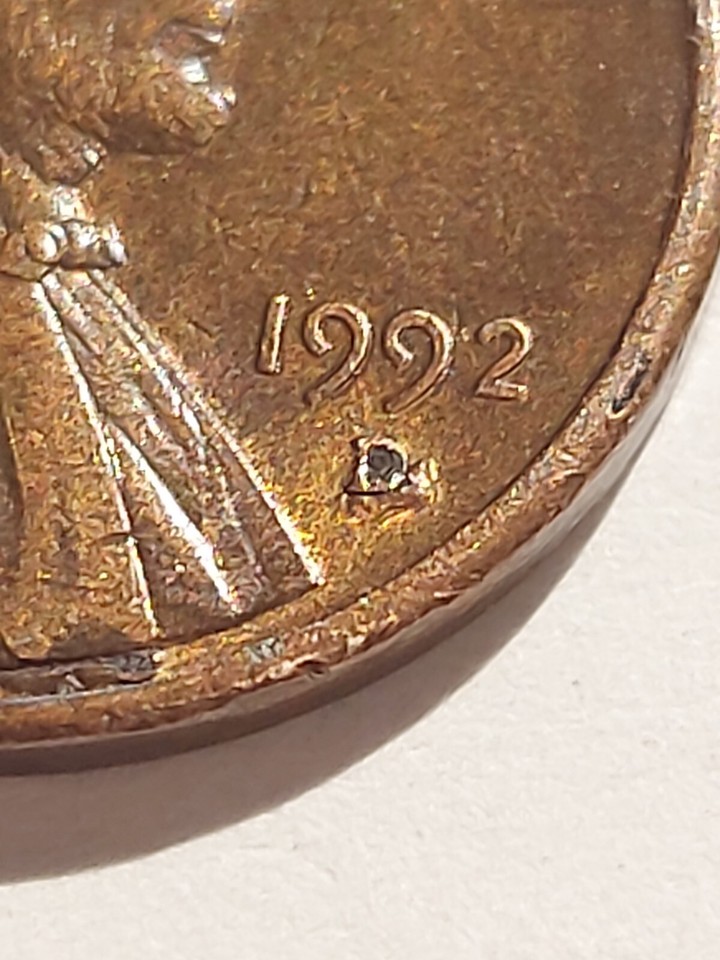 America 1 Cent 1992 D Penny Error Coin Die Clash? Side + Raised Section ...
