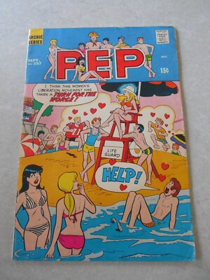 PEP COMIC #257, ARCHIE SERIES, GREAT BIKINI BEACH COVER, 1971, 6.0 FINE! | eBay