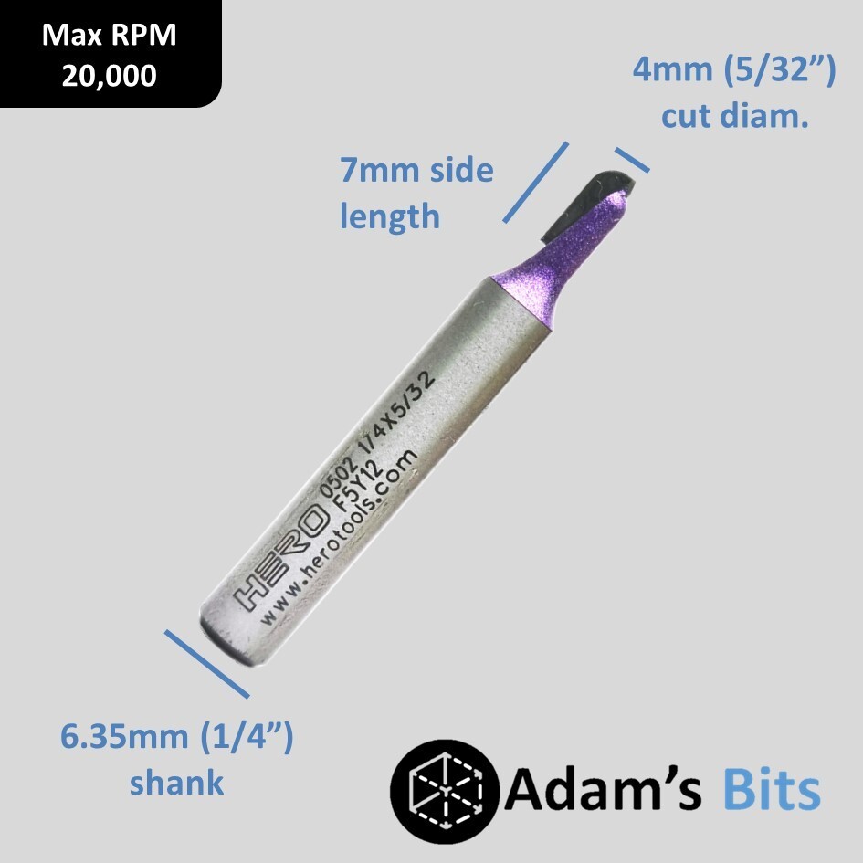 HERO Tools Cove Core Box Router Bit 4mm Dia 1/4" Shank CNC Cutter Tool ...