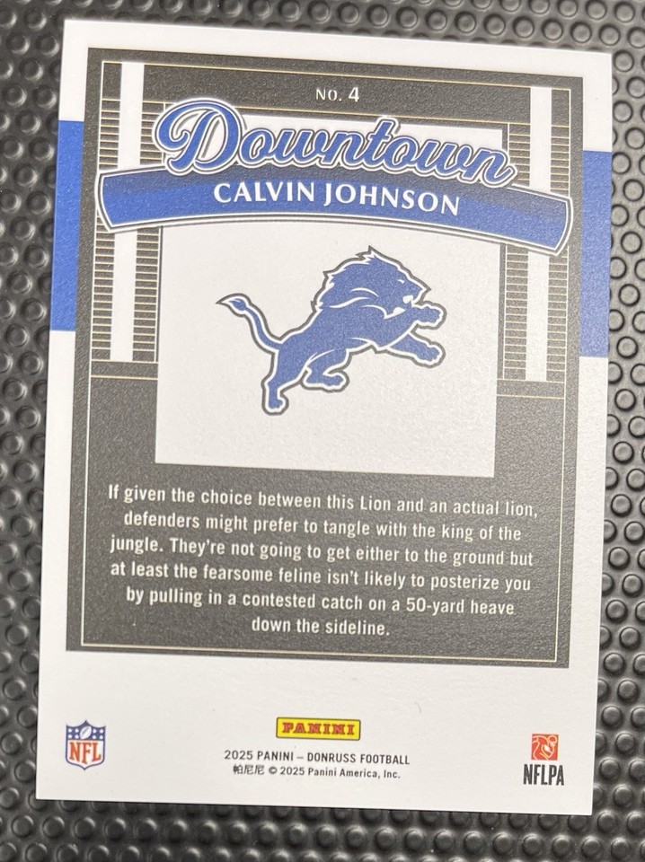 2025 Panini Donruss Calvin Johnson Downtown #4 SSP Case Hit Detroit ...