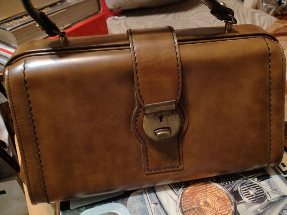 Vintage Ronay Brown Leather Doctors Bag Style Handbag Arm USA | eBay