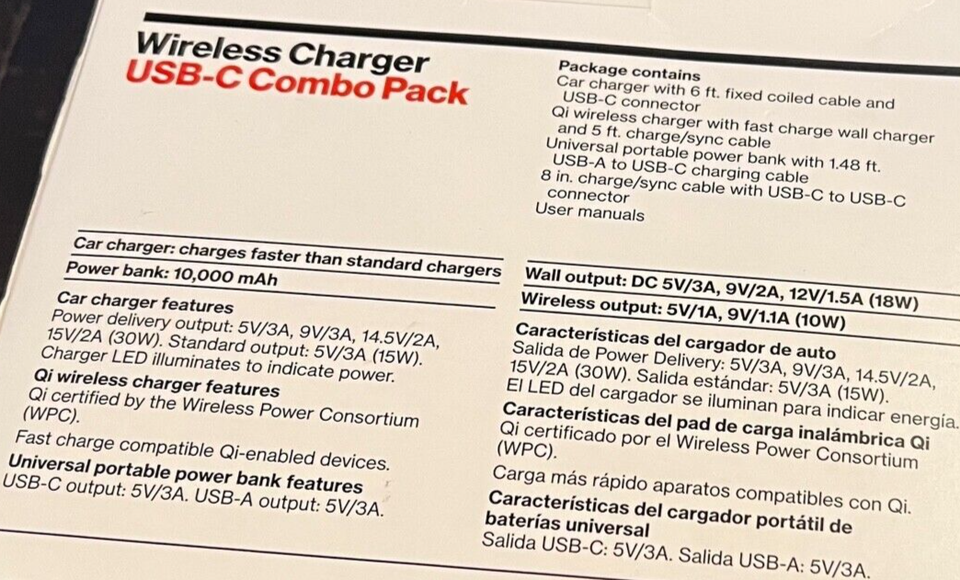 Verizon Wireless Charger USB-C Combo Pack for iPhone 16 15 / Galaxy ...