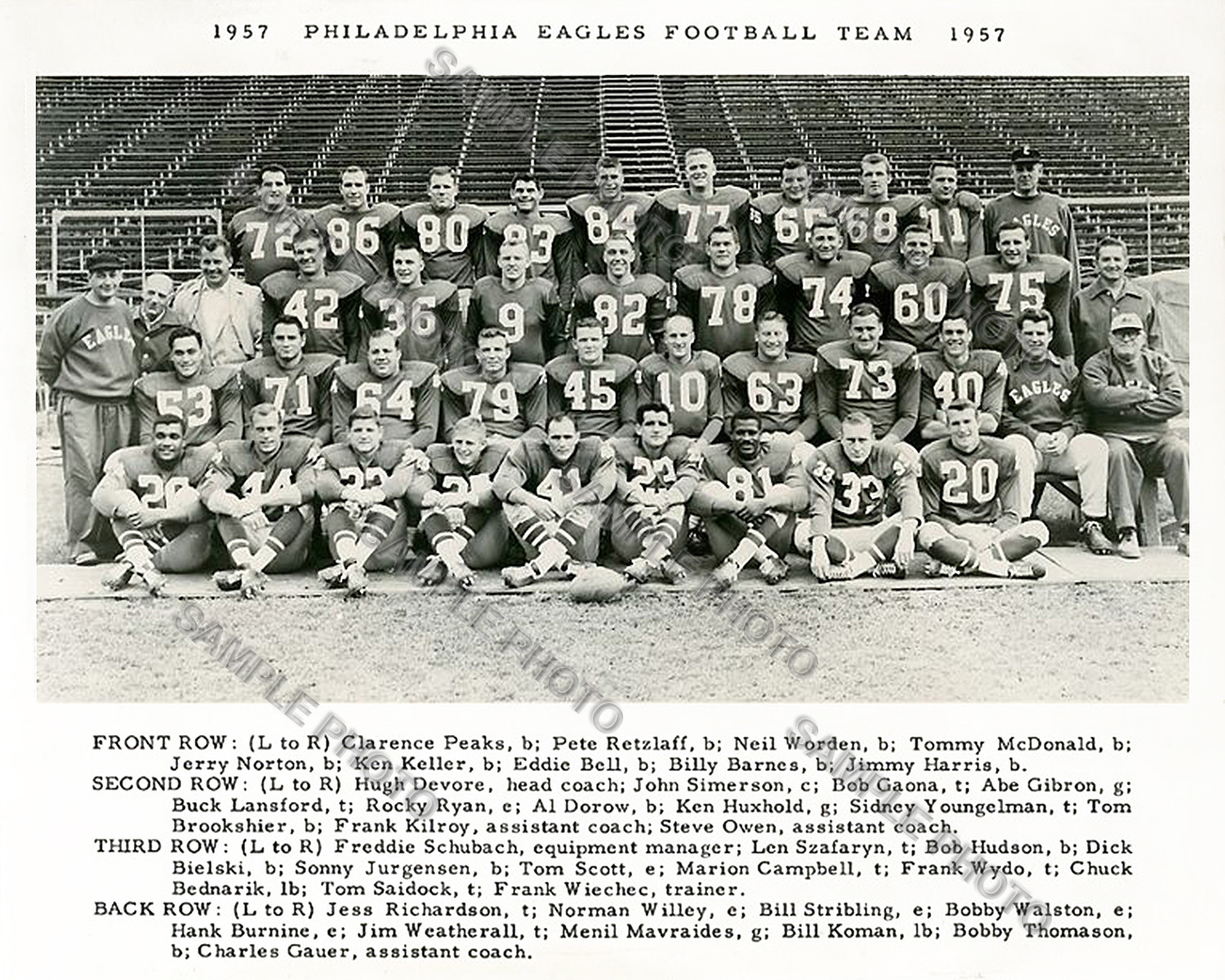 1957 PHILADELPHIA EAGLES 8x10 TEAM PHOTO PICTURE | eBay
