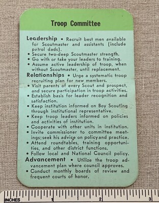 Vintage TROOP COMMITTEE Job Description Boy Cub Scout Leader CARD BSA ...