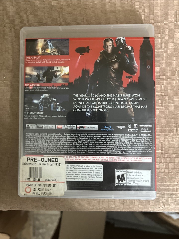 Wolfenstein The New Order (PS3 PlayStation 3, 2014) 93155118812| eBay